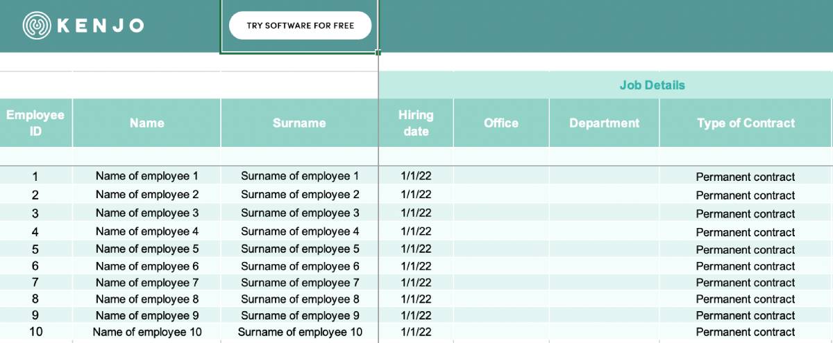 Employee Database Template In Excel